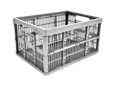 THUMBS UP 32 LITRE SILVER FOLDING CRATE COLLAPSIBLE PLASTIC STORAGE BOX