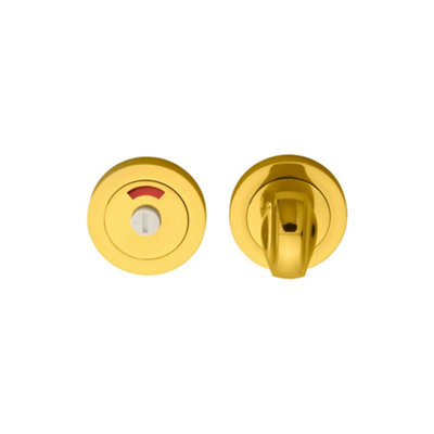 Thumbturn Lock And Release Handle With Indicator 50mm Dia Polished Brass