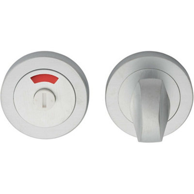 Thumbturn Lock And Release Handle With Indicator 50mm Dia Satin Chrome