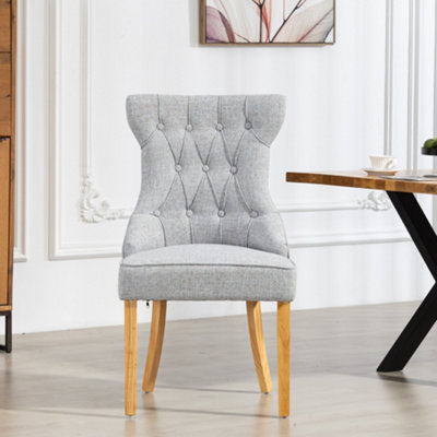 Tiana Fabric Dining Chairs - Set of 2 - Light Grey