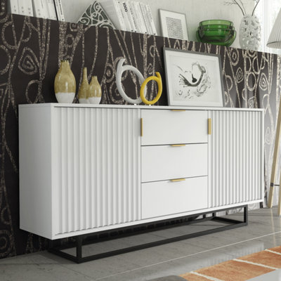 Tide Crest Sideboard 140cm White with Fluted Wave Doors Creative Furniture