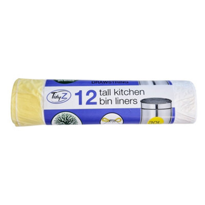 Tidyz Plastic Tall Swing Bin Liners (Pack of 12) Yellow (One Size)