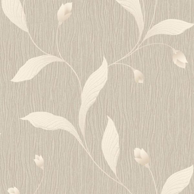 Tiffany Floral Trail Textured Heavyweight Vinyl Wallpaper Beige ...