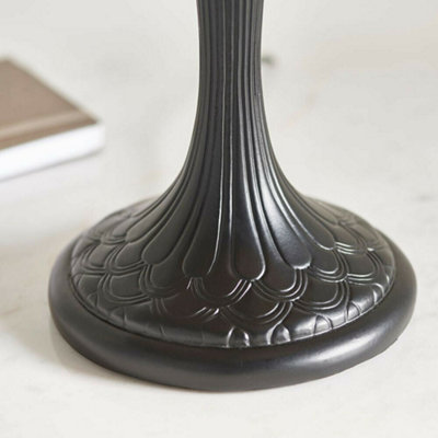 Tiffany Glass Table Lamp Light Dark Bronze & Rich Cream Art Deco Shade ...