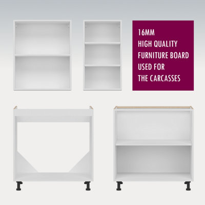 Tiffany Premium Compact Kitchen Cabinets Set with Worktops - White ...