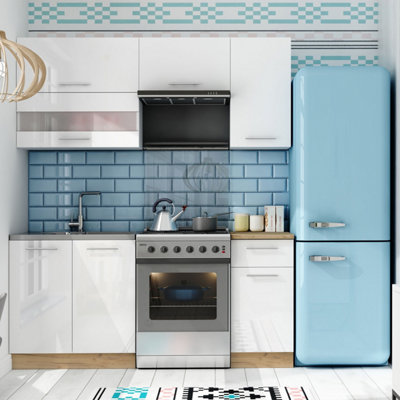 Tiffany Premium Compact Kitchen Cabinets Set with Worktops - White ...