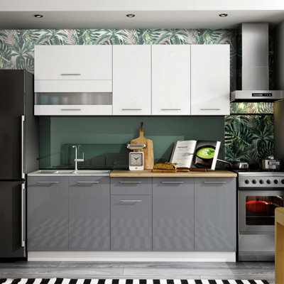 Tiffany Premium Compact Kitchen Cabinets Set with Worktops - White ...