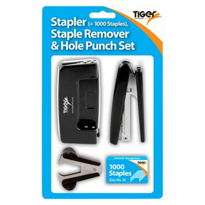 Tiger No.10 Stapler And Metal Hole Punch Set Black (One Size)