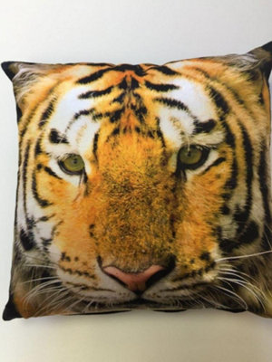 Tiger Photographic Print Scatter Cushion Cover Yellow