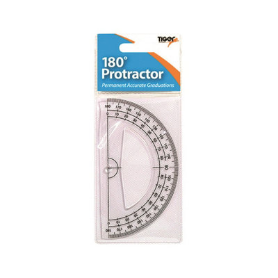Tiger Protractor (Pack of 12) Clear (One Size)