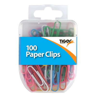 Tiger Stationery Paper Clips (Pack of 100) Multicoloured (One Size)
