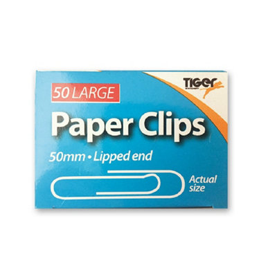 Tiger Stationery Paper Clips (Pack Of 50) Silver (50mm)