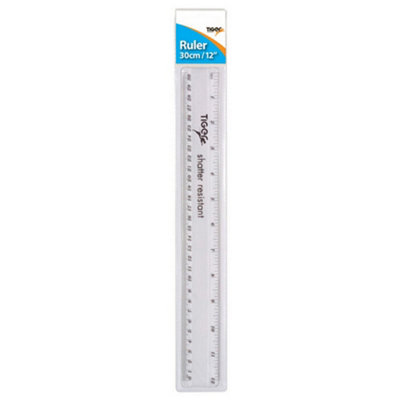 Tiger Stationery Transparent Plastic Rulers (Pack of 12) Clear (30cm)