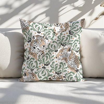 Tigers Printed Faux Suede Cushion 30cm x 30cm