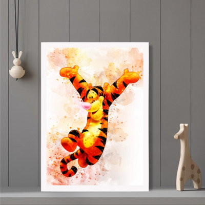 Tigger Watercolour Winnie the Pooh Poster with Hanger / 33cm / White