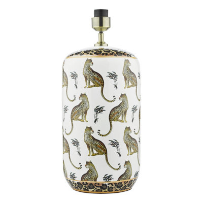 Tigris Ceramic Table Lamp White Leopard Motif Base Only