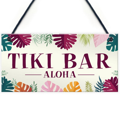 Tiki Bar Aloha Hanging Garden Sign Home Bar Plaque Gift Friendship Gift