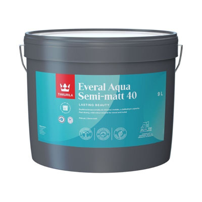Tikkurila Everal Aqua 40 - Semi-Matt Paint For Wood & Metal - Fast ...
