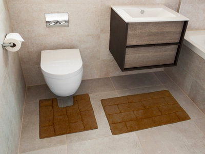 Tile 2 Piece Bathroom Cotton Mat and Pedestal Set