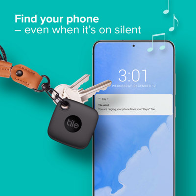 Tile Mate (2022) - 1 pack (Black) Versatile tracker for keys, bags and more