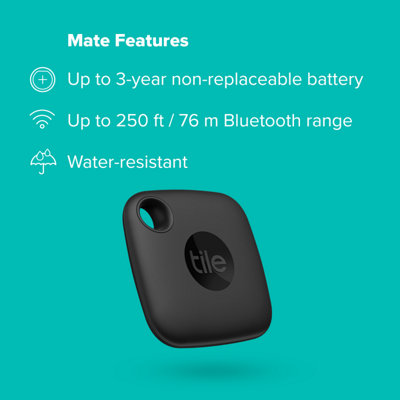 Tile Mate (2022) - 1 pack (Black) Versatile tracker for keys, bags and more