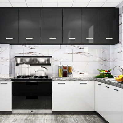 Tile Stickers Marble Adhesive Tile Art Wall Decal Sticker for Kitchen ...