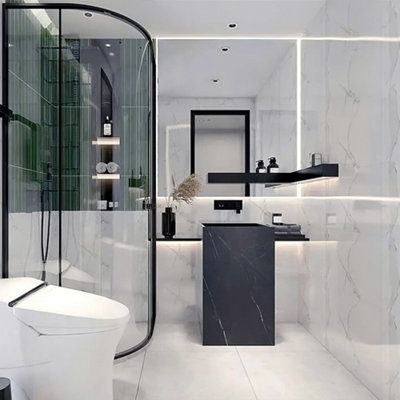 Tile Stickers Marble Adhesive Tile Art Wall Decal Sticker for Kitchen ...