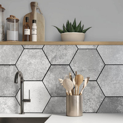 Tiles360 Felix Hexagon Silver Grey Outdoor Tile Paving Slabs Porcelain ...