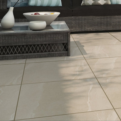 Tiles360 Libra Ivory Outdoor Tile Paving Slabs Porcelain, Pack of 30 ...