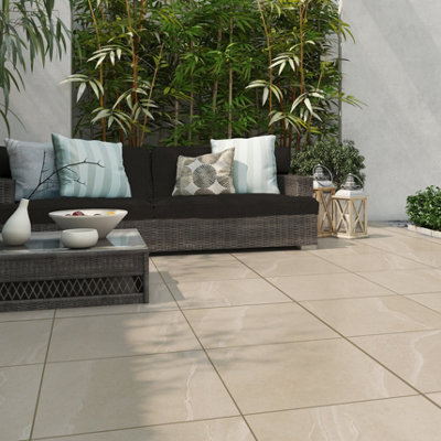 Tiles360 Libra Ivory Outdoor Tile Paving Slabs Porcelain, Pack of 30 ...