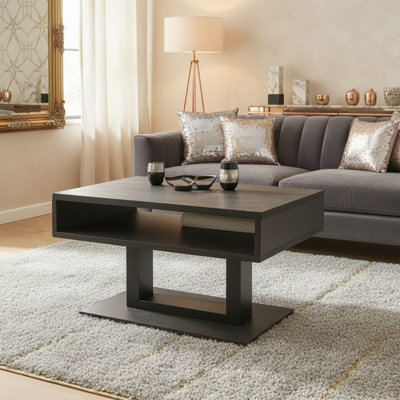 TILO Modern Compact Coffee Table Dark Concrete Legs Black Finish ...
