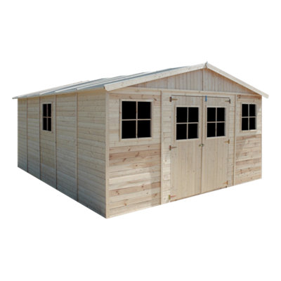 TIMBELA Spacious Wooden Garden Shed 14 x 17 ft - FSC certified wood ...