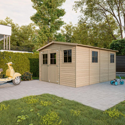 TIMBELA Wooden Garden Shed 11x14 ft /12m2 - FSC certified - M336 | DIY ...