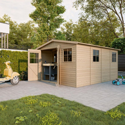 TIMBELA Wooden Garden Shed 11x14 ft /12m2 - FSC certified - M336 | DIY ...