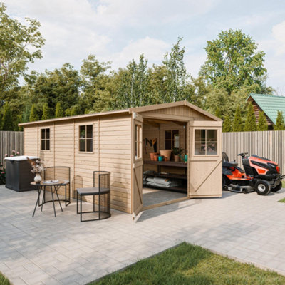 TIMBELA Wooden Garden Shed 17x11 ft/15m2 - FSC certified - M337