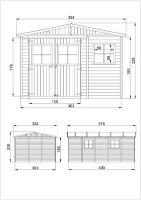 TIMBELA Wooden Garden Shed 17x11 ft/15m2 - FSC certified - M337