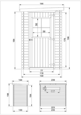 TIMBELA Wooden Garden Shed - 4x8 ft - 2.63 m2 - FSC certified wood - M306