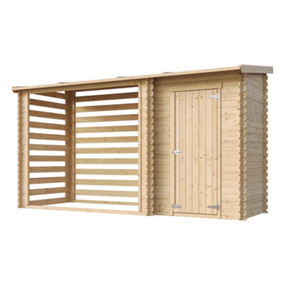 TIMBELA Wooden Tool and Log shed 11'5 x 4'9 ft /3.64 m2 (4.9 m3 ...