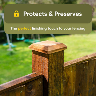 Timber Fence Post Cap 100 x 100mm (Pack of 5) Colour Brown - Fits 3 x 3 ...
