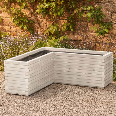 Timber Foundry Corner Planter L120 x W38.5cm x H48cm Ironstone Grey