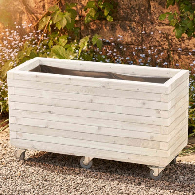 Timber Foundry Modern Garden Planter Sensual Soft White Castor Wheels ...