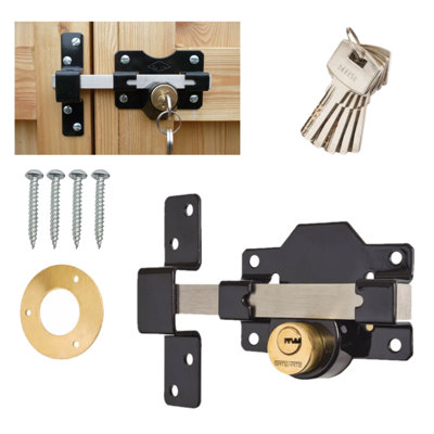 Timber Gate Lock Long Throw Bolt Suit Gates to 70mm Thick | DIY at B&Q