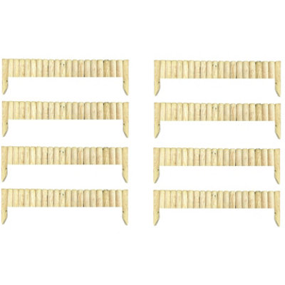 Timber Picket Fence Style Border Edging Pack of 8 Garden Border Fences