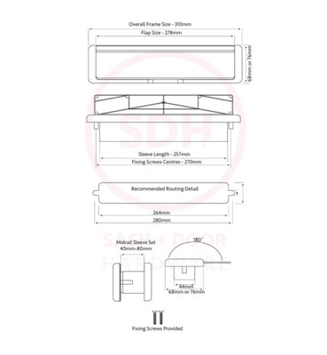Timber Series 40-80 Nu Mail Letter Plate (68mm) - White