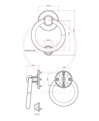 Timber Series Bull Ring Door Knocker - Graphite