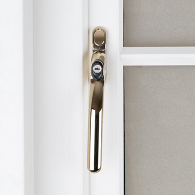 Timber Series Connoisseur MK2 Inline Locking Espag Window Handle - Polished Gold (Non Handed ...
