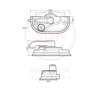 Timber Series High Security Modern Cam Lock - Hardex Graphite