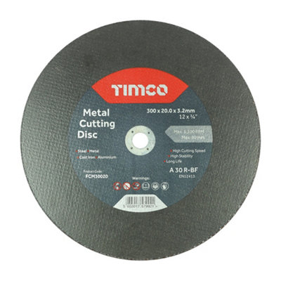 Timco - Bonded Abrasive Disc - For Cutting (Size 300 x 20.0 x 3.2 - 25 ...