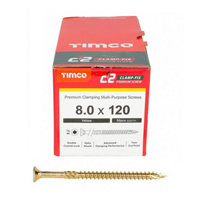 TIMCO C2 Clamp-Fix Multi-Purpose Premium Countersunk Gold Woodscrews ...