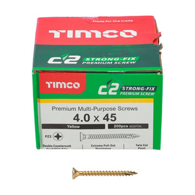 TIMCO C2 Strong-Fix Multi-Purpose Premium Countersunk Gold Woodscrews ...